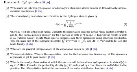 Solved Write Down The Schrodinger Equation For A Hydrogenic