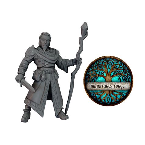 Ag Apprentice Arcanist B3 Staff And Sword Wizard Miniature Dungeons And