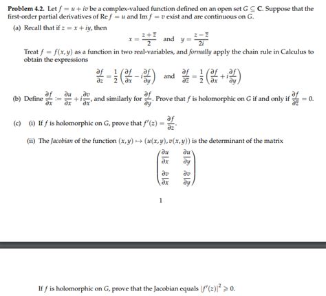 Solved Problem 4 2 Let F U Iv Be A Complex Valued Chegg Com