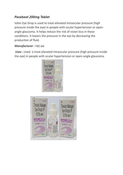 Allopathic Export Timolol Maleate Eye Drop For Glaucoma Bottle Size