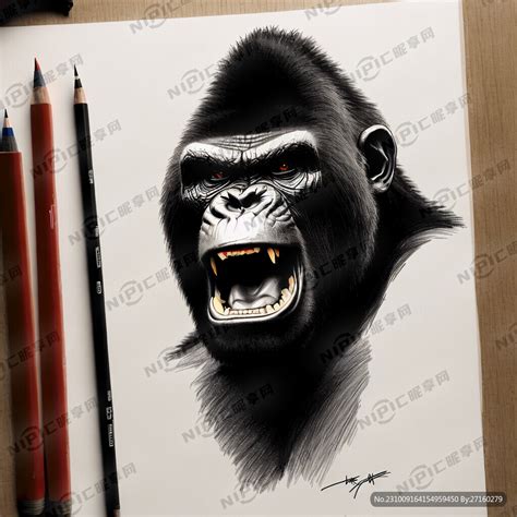 Ai创作图金刚 大猩猩 怒吼 简笔画 昵图网