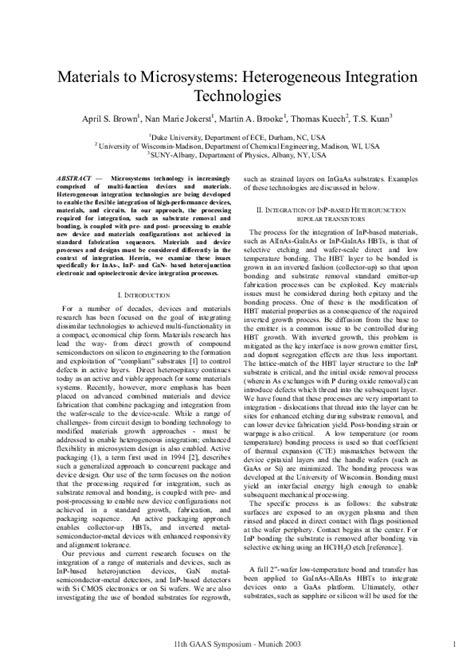 Pdf Materials To Microsystems Heterogeneous Integration Technologies