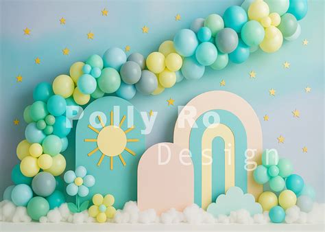 Avezano Rainbow And Stars Photography Backdrop Designed By Polly Ro De