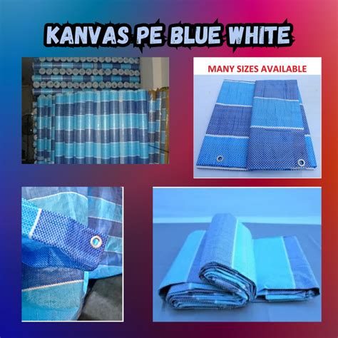 Canvas PE Blue White Ready Stock KANVAS PELBAGAI GUNA BIRU PUTIH