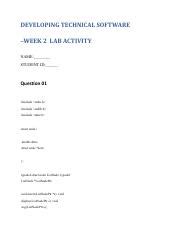 Lab03 Pdf DEVELOPING TECHNICAL SOFTWARE WEEK 2 LAB ACTIVITY NAME