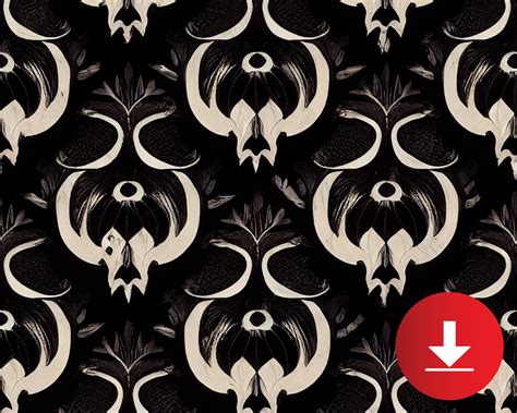 Monochromatic Gothic Seamless Pattern Tile 1 Digital Scrapbook Paper Svg Jpeg Commercial