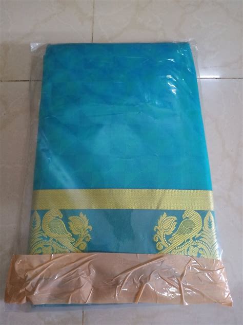 Party Wear Border Semi Silk Cotton Saree 63 M With Blouse Piece At