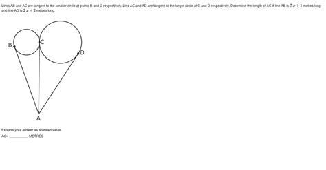 Solved Lines AB And AC Are Tangent To The Smaller Circle At Chegg Com