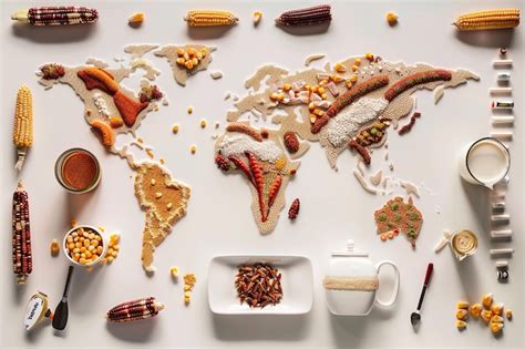 Premium Photo A Creative Arrangement Of Corn And Corn Based Products Forming A Map