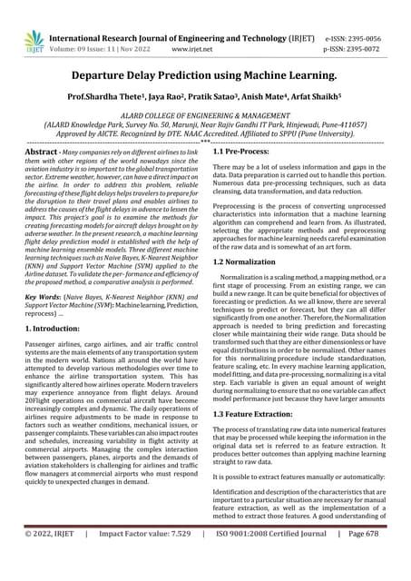 Departure Delay Prediction Using Machine Learning Pdf Free Download