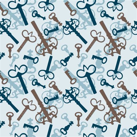 Vector Seamless Pattern With Vintage Keys Element Wall Ornate Vector