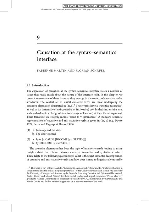 Pdf Causation At The Syntaxsemantics Interface