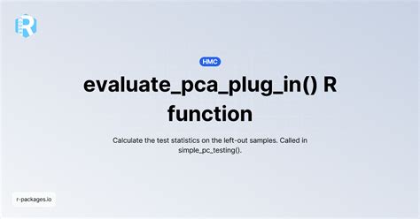 Evaluatepcaplugin R Function From Hmc R Packages