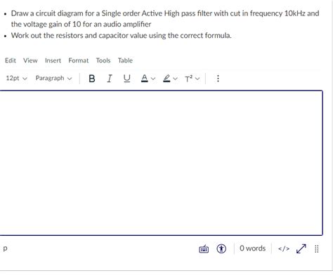 Solved Draw A Circuit Diagram For A Single Order Active