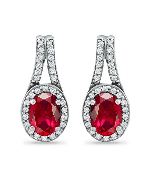 Giani Bernini Created Ruby And Cubic Zirconia Halo Earrings Macys