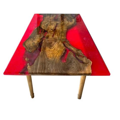 Teak Wood Rectangular Epoxy Resin Wooden Table Without Storage At Rs