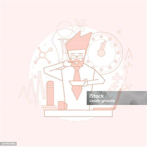직장에 앉아 있는 직장 노동자 사업가 커피 휴식에 먹는다 경영자에 대한 스톡 벡터 아트 및 기타 이미지 경영자 기업 재무와