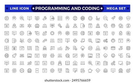 Programming Coding Set Web Icons Line Stock Vector Royalty Free Shutterstock