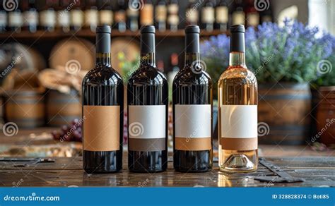 Multiple Rustic Wine Bottle Mockup Set With Blank Labels For