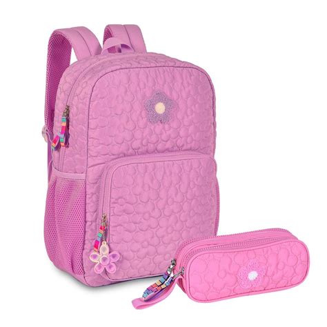 Kit Mochila Estojo Duplo Flor Clio