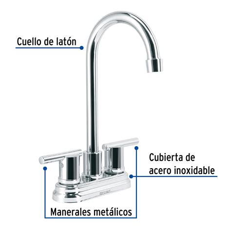 49930 ELM 43 TRUPER Foset Mezcladora Cromo 4 Para Lavabo Cuello Tipo Bar Element