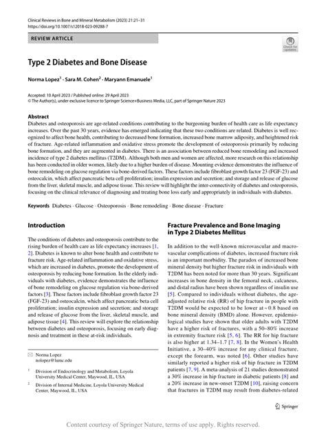 Type 2 Diabetes And Bone Disease