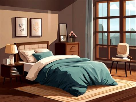 Premium Vector Vector A Cozy Bedroom Scene With Cartoon Illustrations