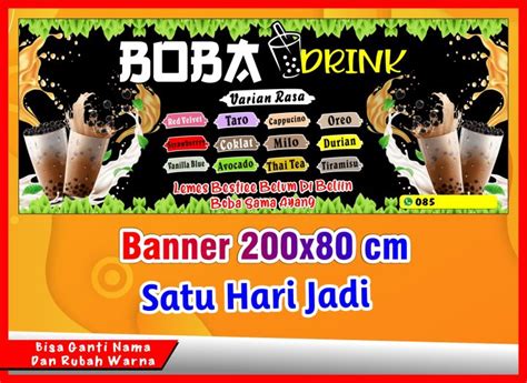 Spanduk Banner Backdrop Minuman Boba Cetak Spanduk Minuman Boba Murah