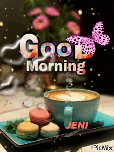Good Morning With Butterfly Macaron And Coffee Pictures Photos And