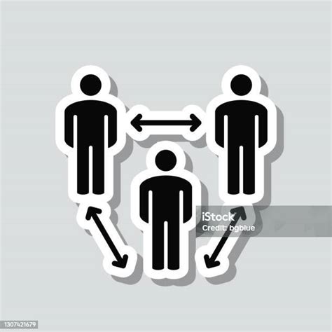 사회적 불변 거리를 유지합니다 회색 배경에 아이콘 스티커 3차원 형태에 대한 스톡 벡터 아트 및 기타 이미지 3차원 형태