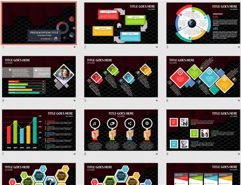 metallic hexagons powerpoint 118159