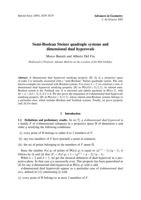 Pdf Semi Boolean Steiner Quadruple Systems And Dimensional Dual Hyperovals