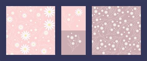 2 매끄러운 꽃 패턴 화이트 카모마일과 데이지 꽃 조각의 샘플입니다 핑크와 베이지 색 배경 섬유 장식 포장지 또는 포장용 벡터 이미지입니다 0명에 대한 스톡 벡터 아트 및