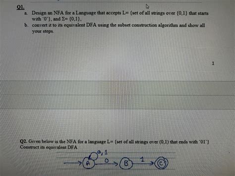 Solved A ﻿design An ﻿nfa For A Language That Accepts Set
