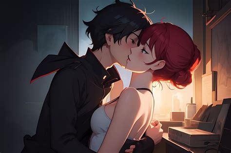 Premium Photo Kissing Anime Couple