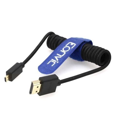 Câble Spiralé Hdmi K Vers Micro Hdmi Haute Vitesse Fin Hdmi Mâle Vers Mâle Pour Appareils