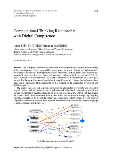 Pdf Relationship Between Computational Thinking And Digital Competence