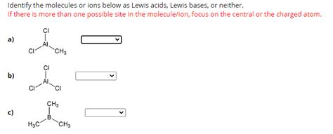 Solved Identify The Molecules Or Ions Below As Lewis Acids