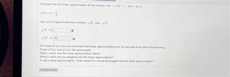 Solved Suppose That The Linear Approcimation Of The Function