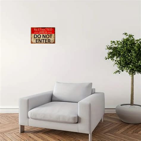 Vintage Style Metal Tin Sign Restricted Area Do Not Enter Wall