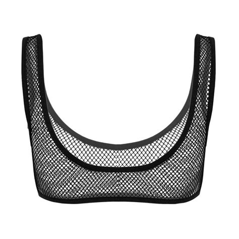 Damen Netz Bustier Tank Tops Tiefer U Ausschnitt Durchsichtig Bh Bra