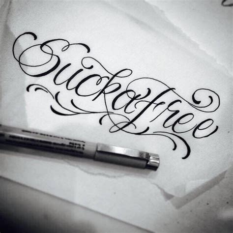 Sucka Free Tattoo Lettering Alphabet Black And White Calligraphy