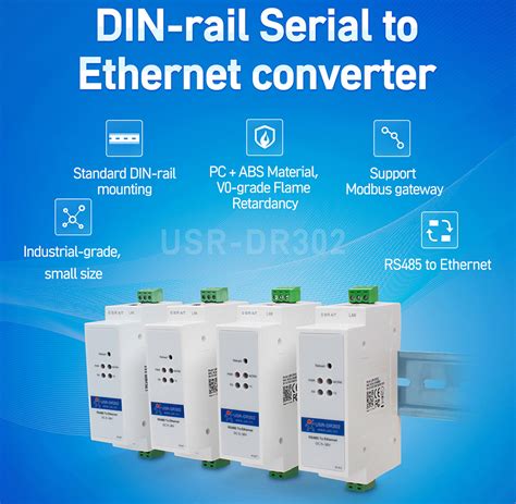 Buy Usr Dr302 Usr Iot Din Rail Rs485 To Ethernet Converter Online Evelta