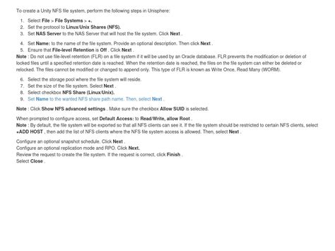Creating A Unity Nfs File System And Initial Nfs Share Dell Unity Xt Oracle Database Best