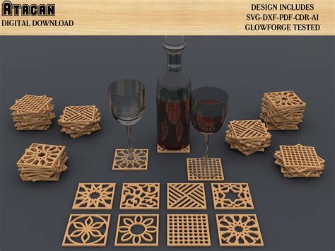 Coasters For Glowforge Svg Files Cricut · Creative Fabrica
