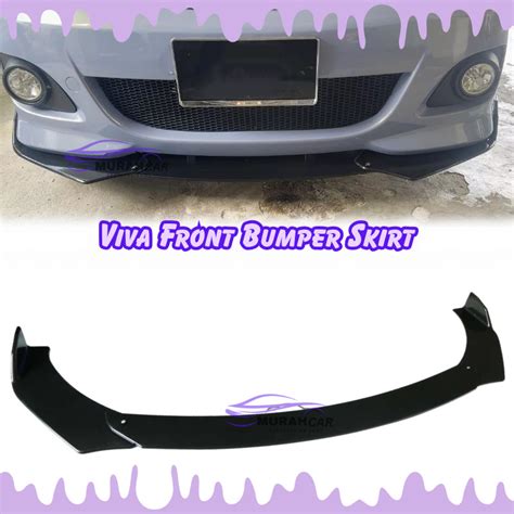 Front Bumper Diffuser Lip Perodua Viva Glossy Black And Carbon Wrap Angle