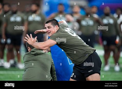Clemson Defensive Lineman Bryan Bresee Runs A Drill At The Nfl Football