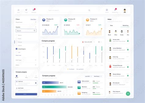 Infographic Dashboard UI Design With Graphs Charts And Diagrams Web Interface Template For