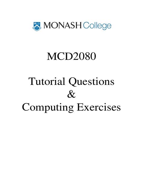 Mcd2080 Tutorial Questions 2018 03 Pdf Microsoft Excel Histogram