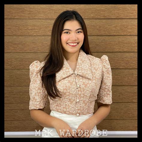 Modern Filipiniana Puff Sleeves Sports Collar Embossed Lazada Ph